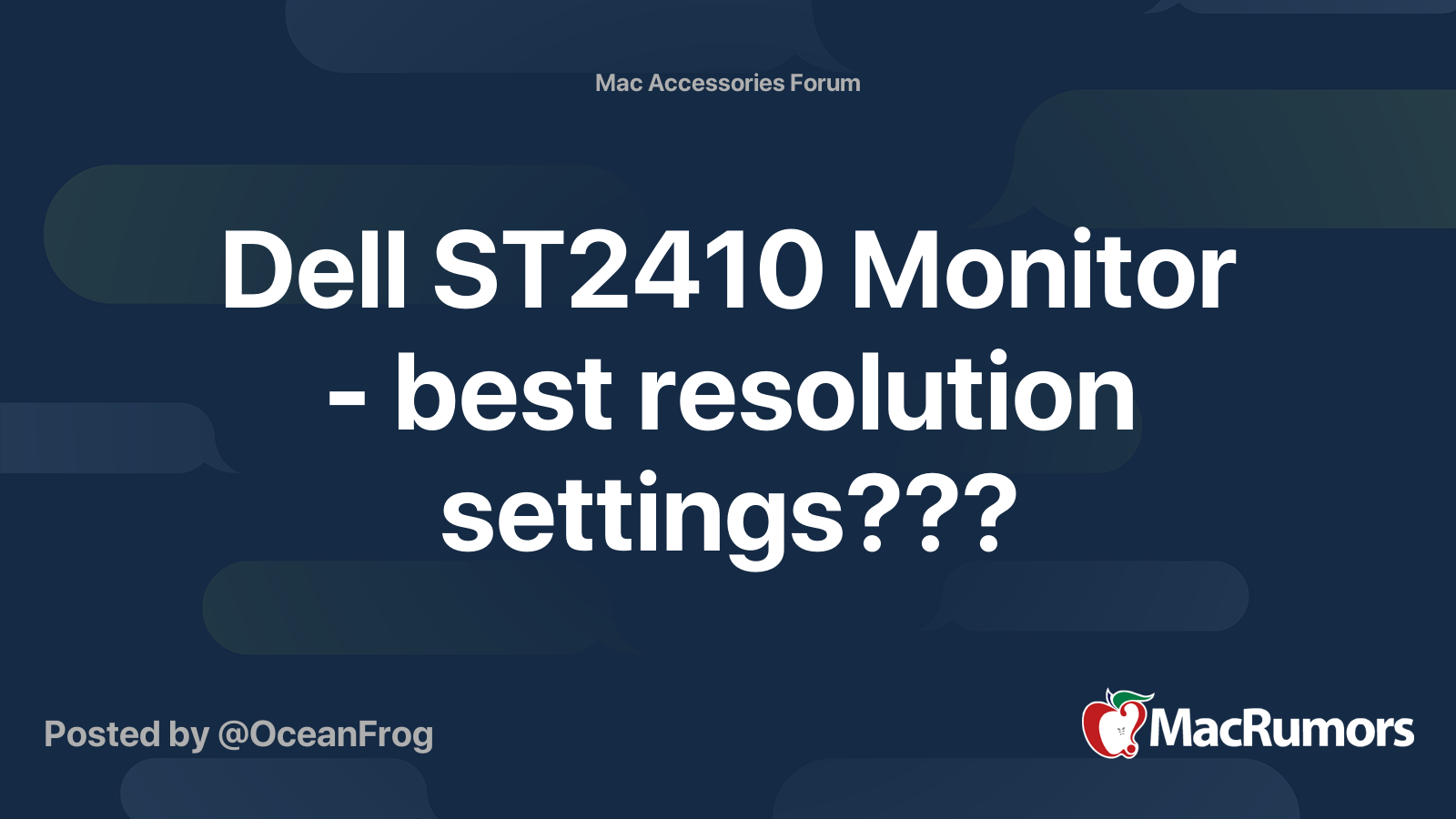 Dell ST2410 Monitor - best resolution settings??? | MacRumors Forums