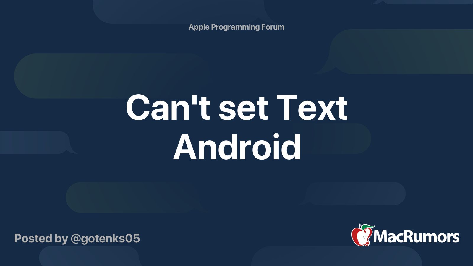 Can't set Text Android | MacRumors Forums