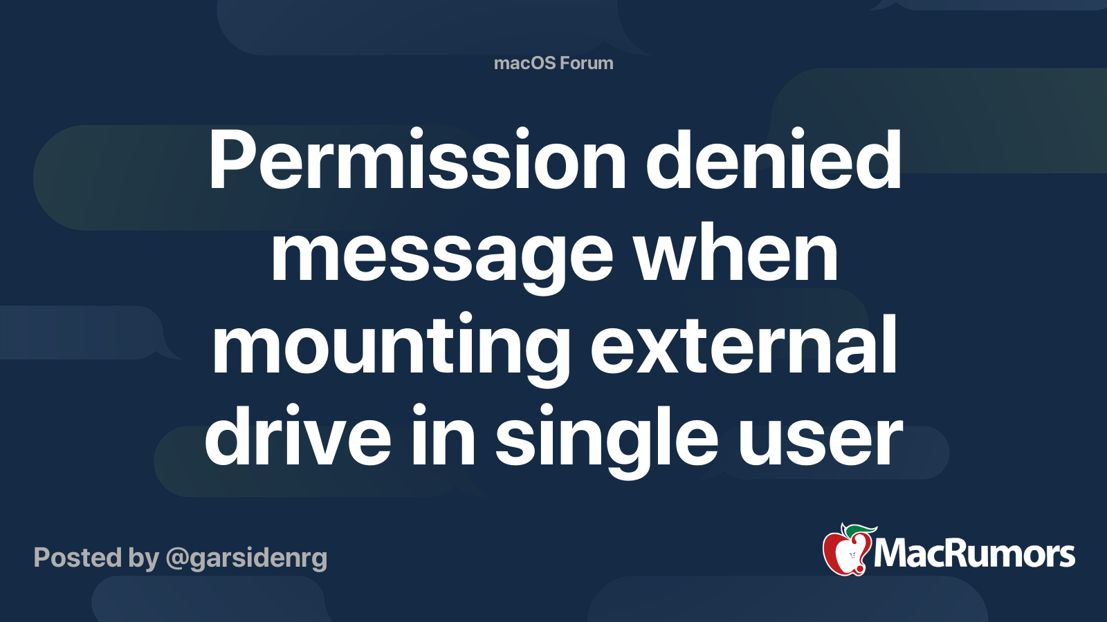 Permission denied message when mounting external drive in single user mode | MacRumors Forums
