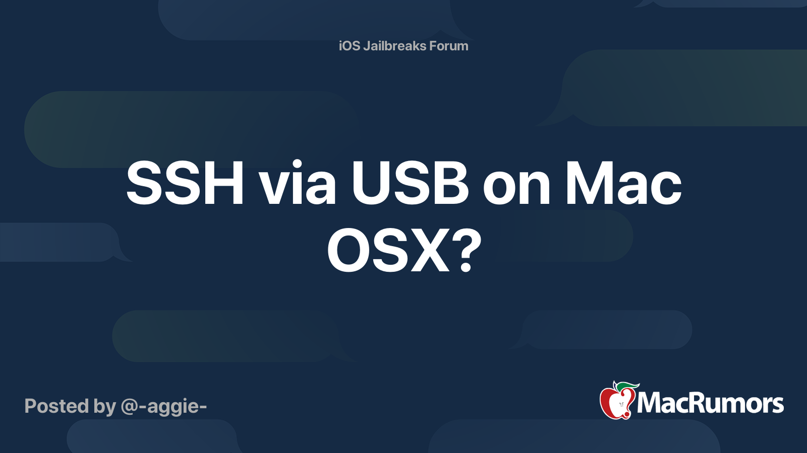 SSH via USB on Mac OSX? | MacRumors Forums