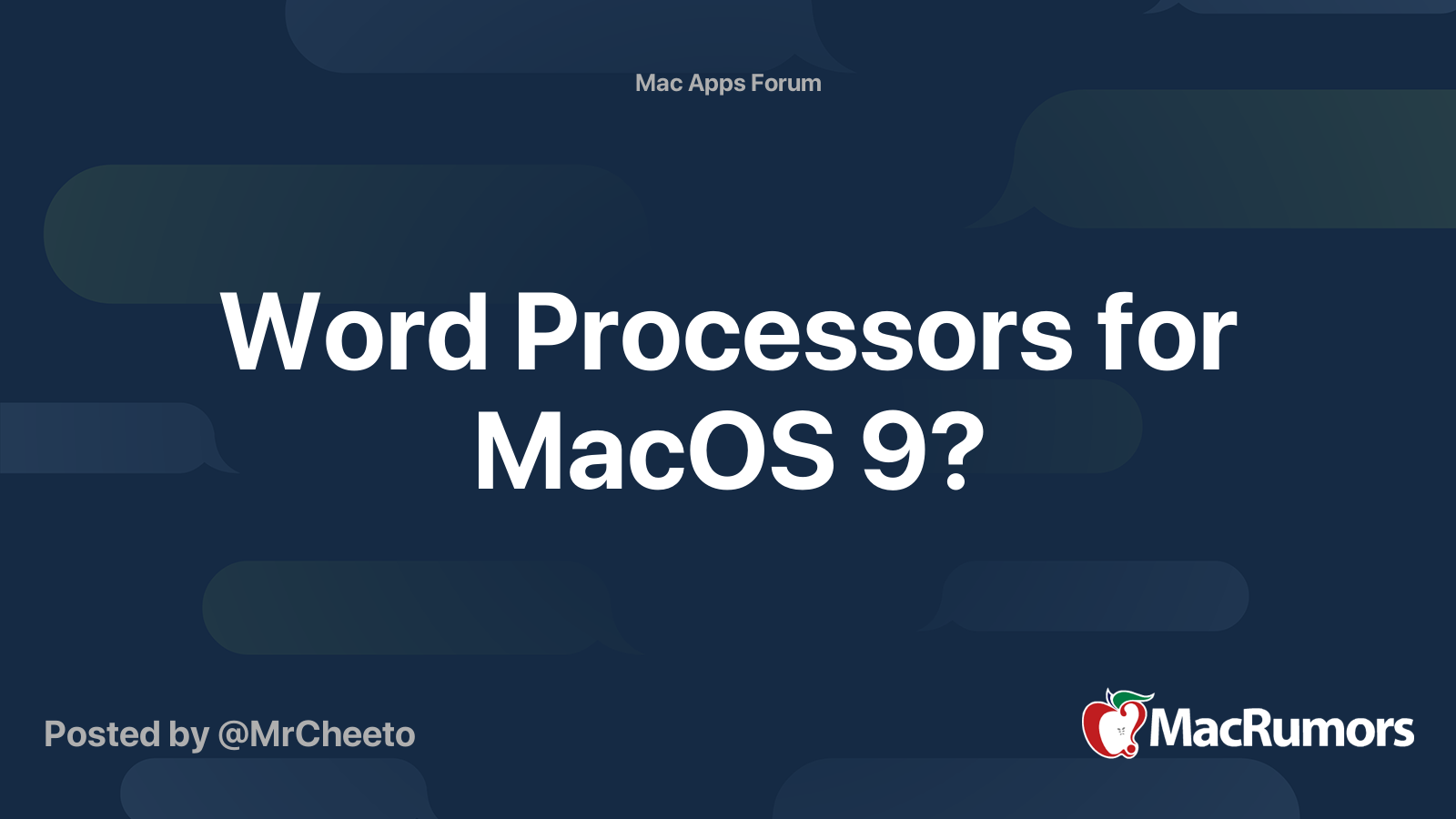 Word Processors for MacOS 9? | MacRumors Forums