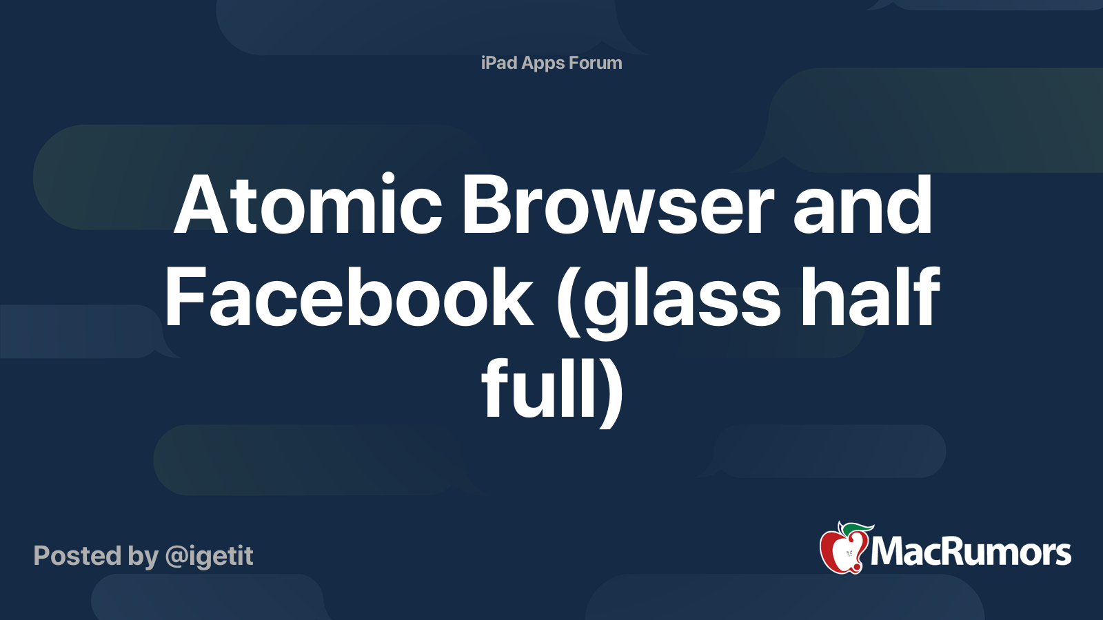 Atomic Browser and Facebook (glass half full) | MacRumors Forums