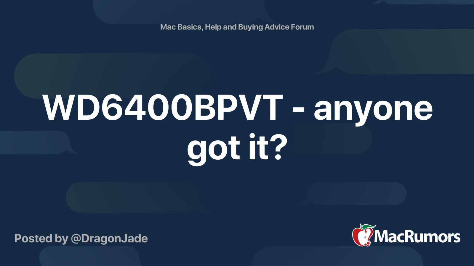 WD6400BPVT - anyone got it? | MacRumors Forums