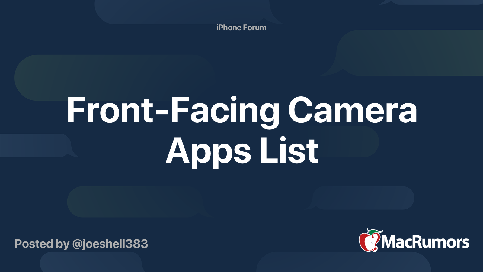 Front-Facing Camera Apps List | MacRumors Forums