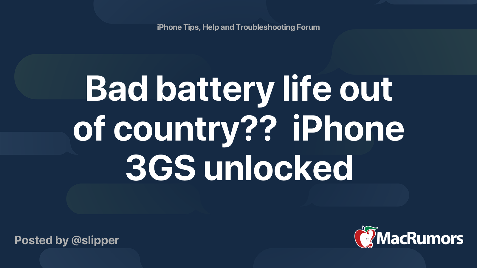 Bad battery life out of country?? iPhone 3GS unlocked | MacRumors Forums
