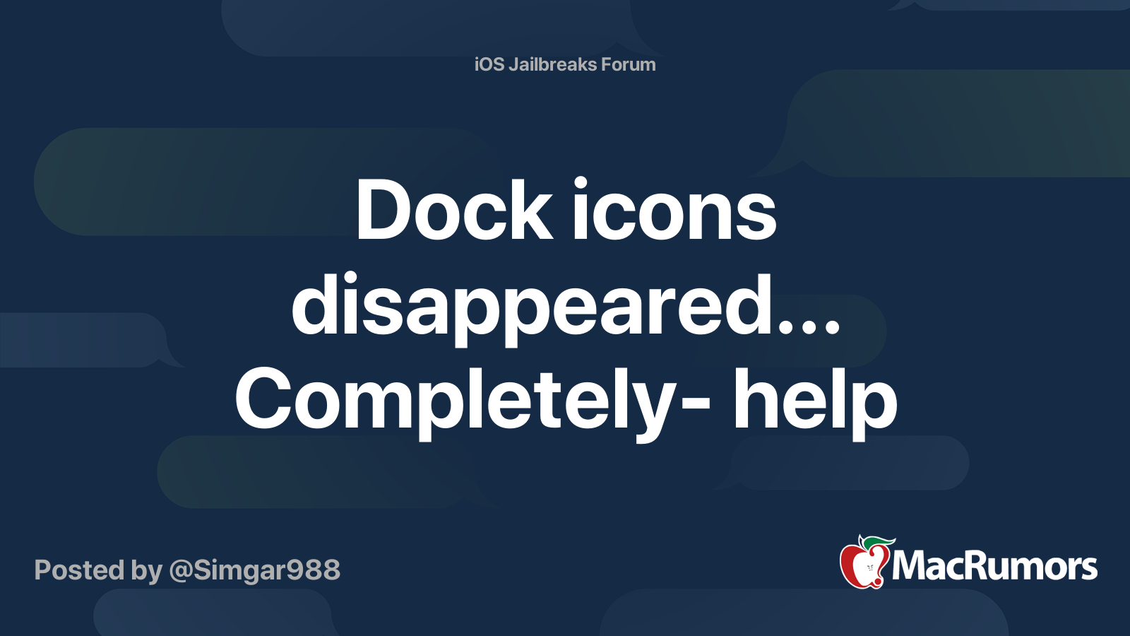 Dock icons disappeared... Completely- help | MacRumors Forums