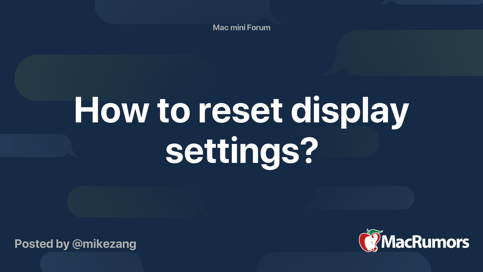 How to reset display settings? | MacRumors Forums