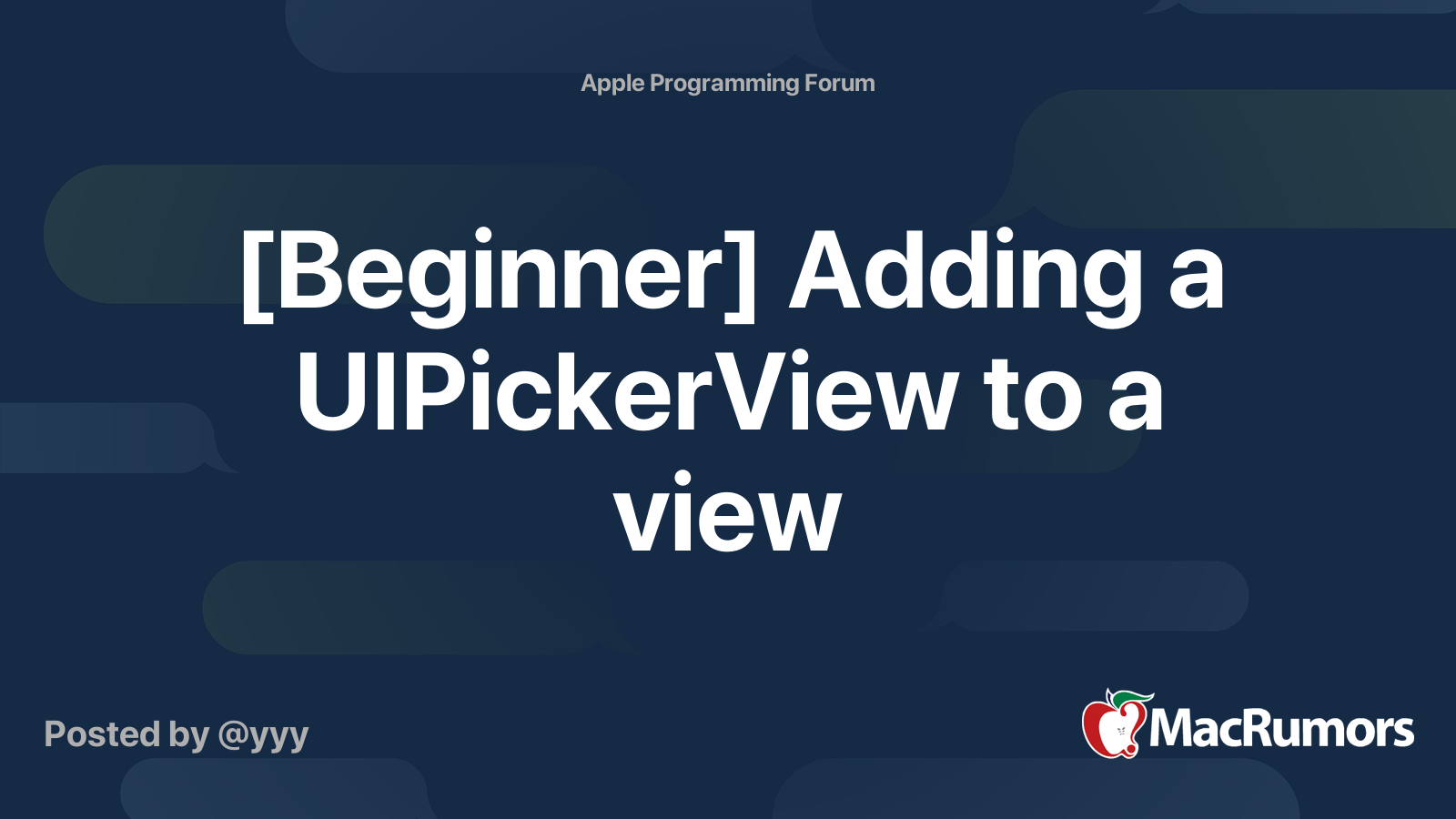[Beginner] Adding a UIPickerView to a view | MacRumors Forums
