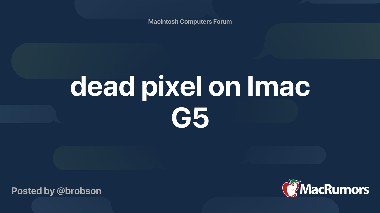 dead pixel on Imac G5 | MacRumors Forums
