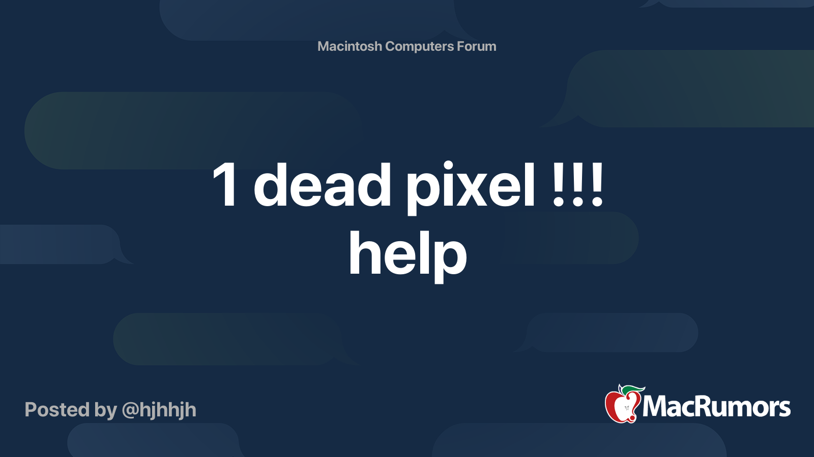 1 dead pixel !!! help | MacRumors Forums