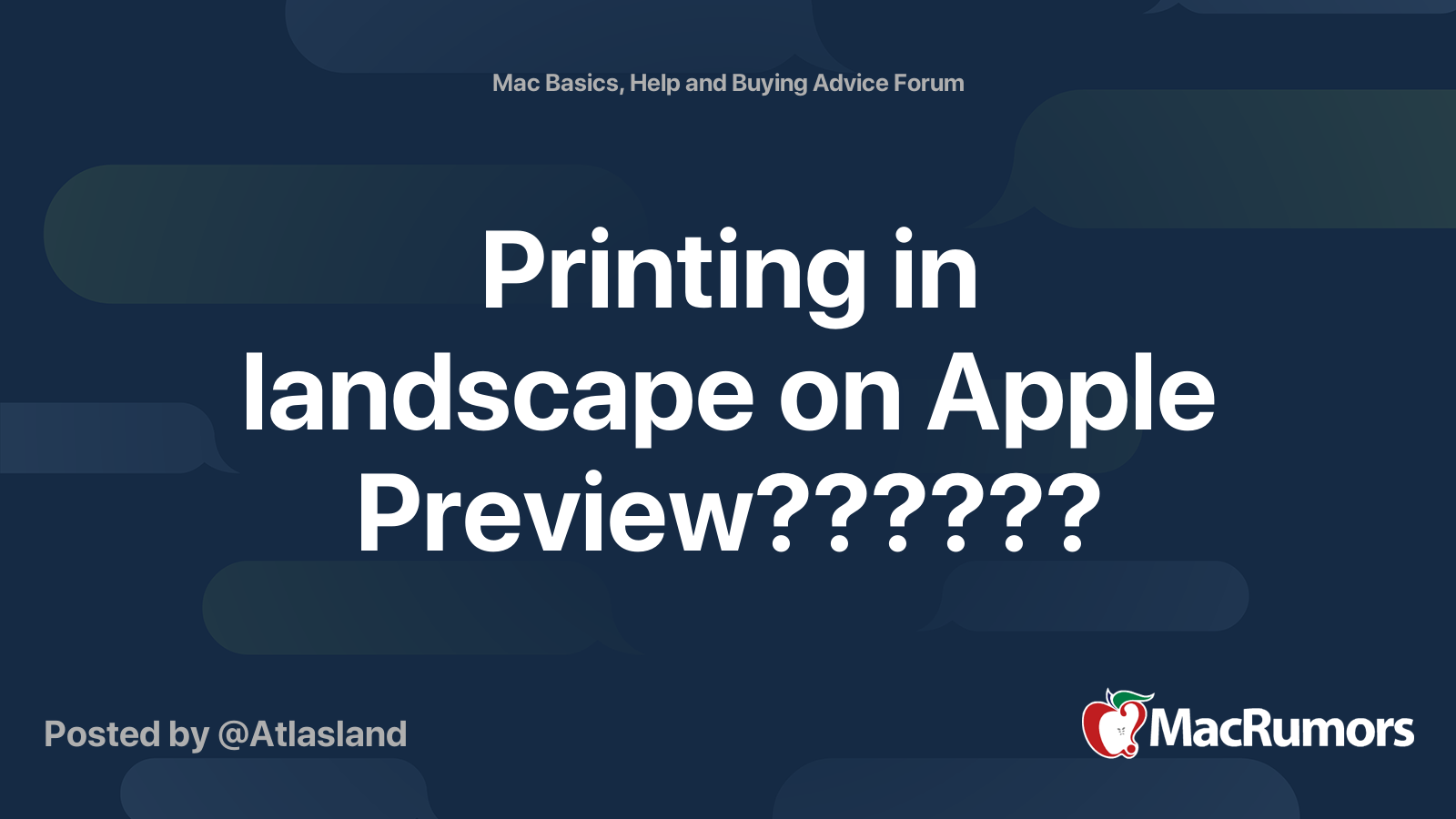 Printing in landscape on Apple Preview?????? | MacRumors Forums