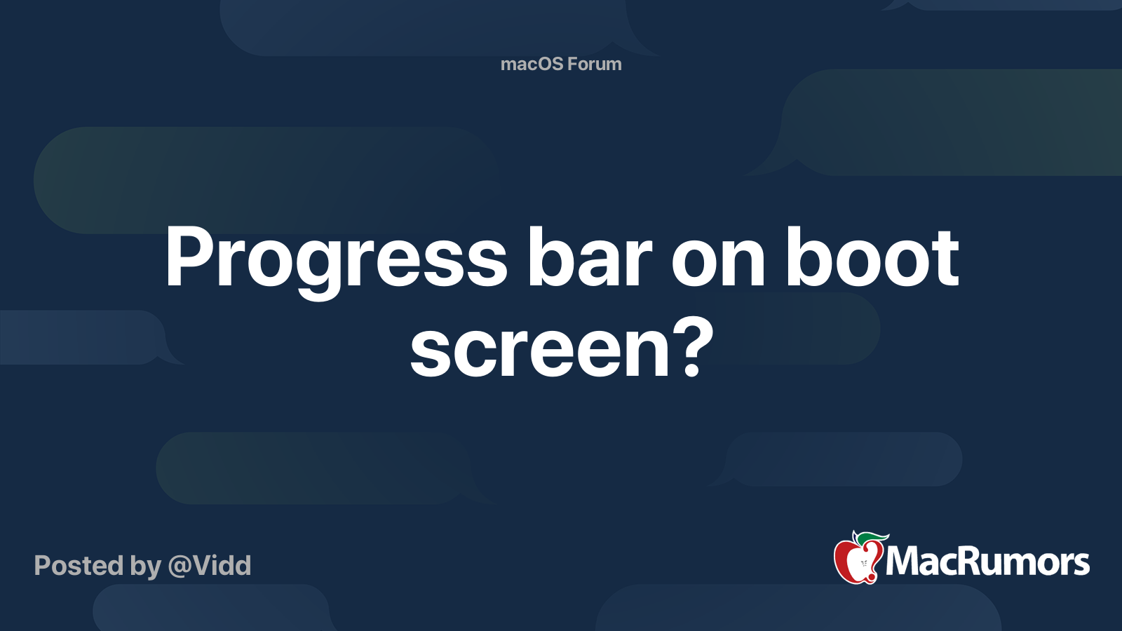 Progress bar on boot screen? | MacRumors Forums