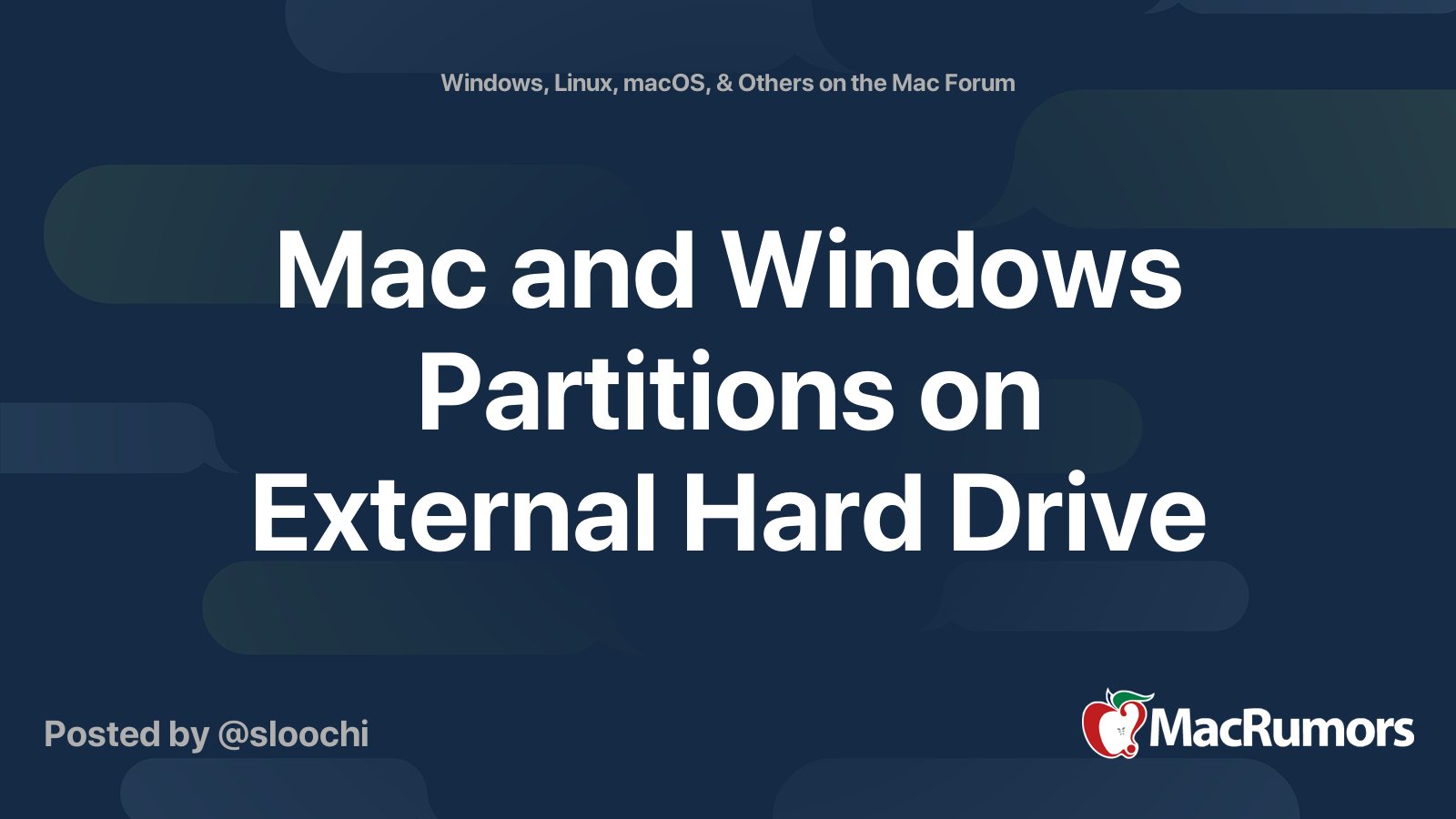 Mac and Windows Partitions on External Hard Drive | MacRumors Forums