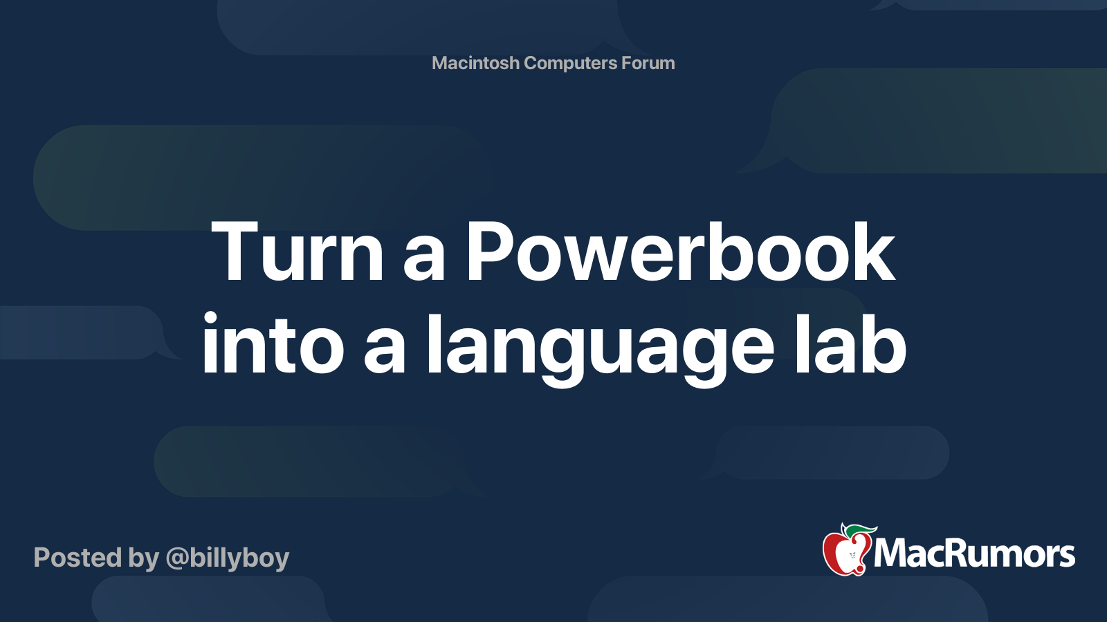 Turn a Powerbook into a language lab | MacRumors Forums