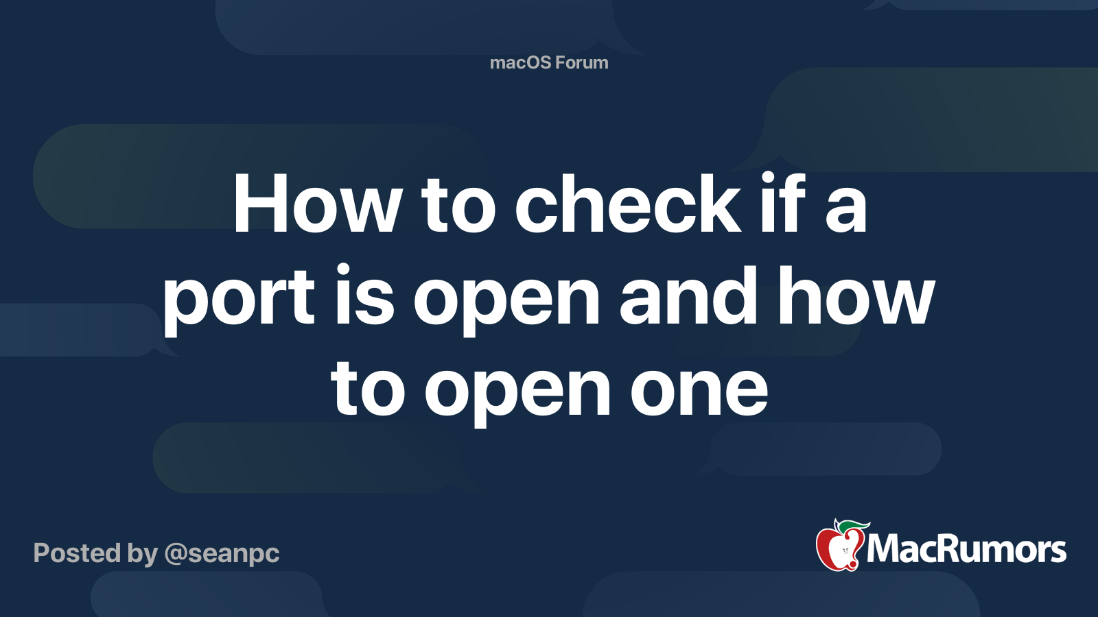How to check if a port is open and how to open one | MacRumors Forums