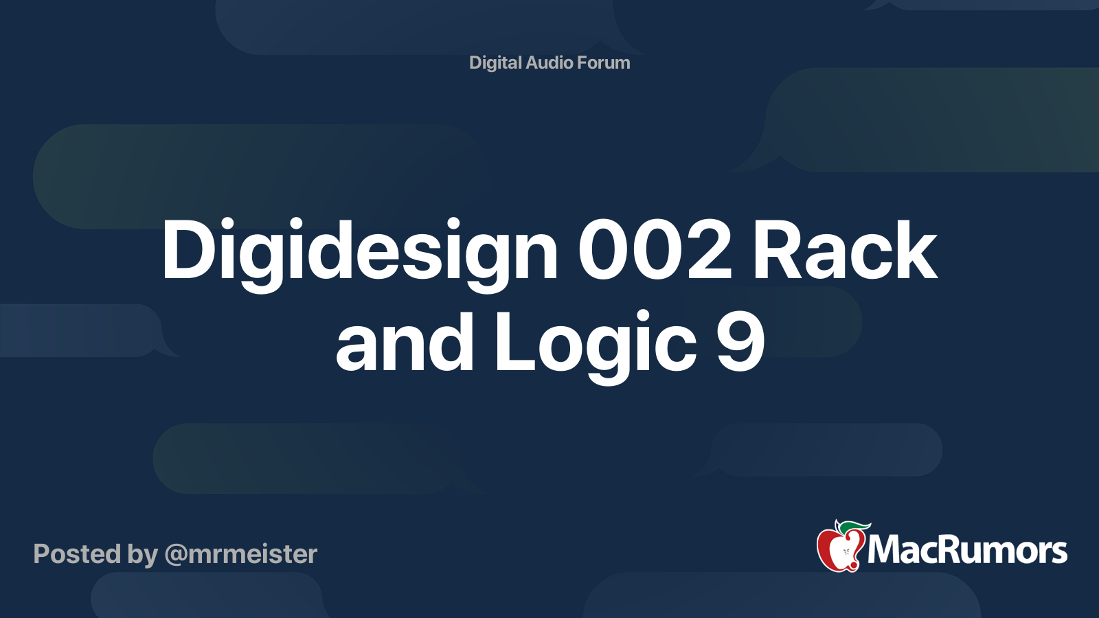 Digidesign 002 Rack and Logic 9 | MacRumors Forums