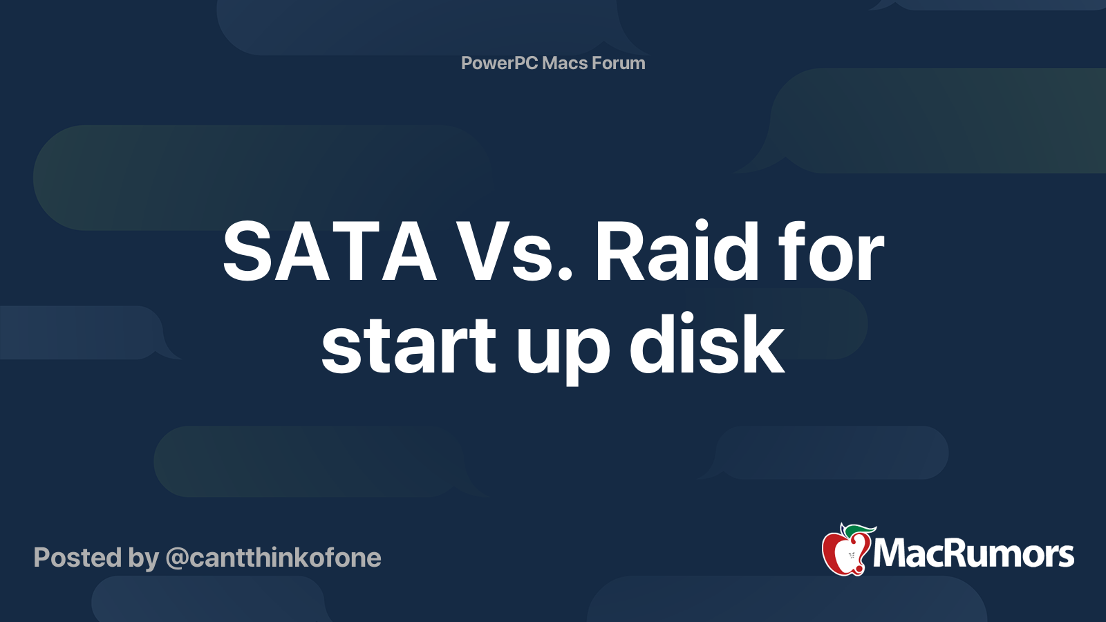 SATA Vs. Raid for start up disk | MacRumors Forums