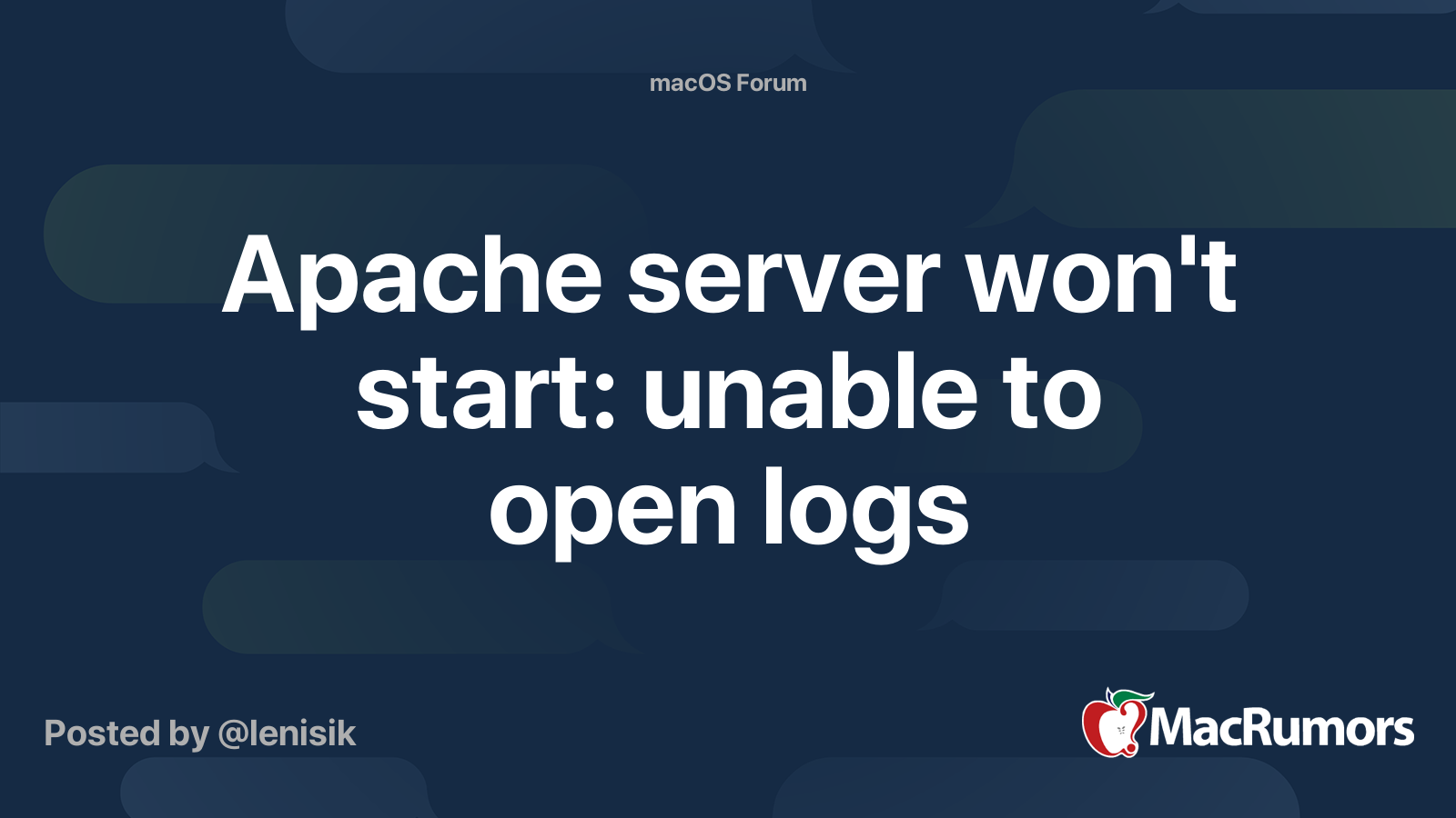Apache server won't start: unable to open logs | MacRumors Forums