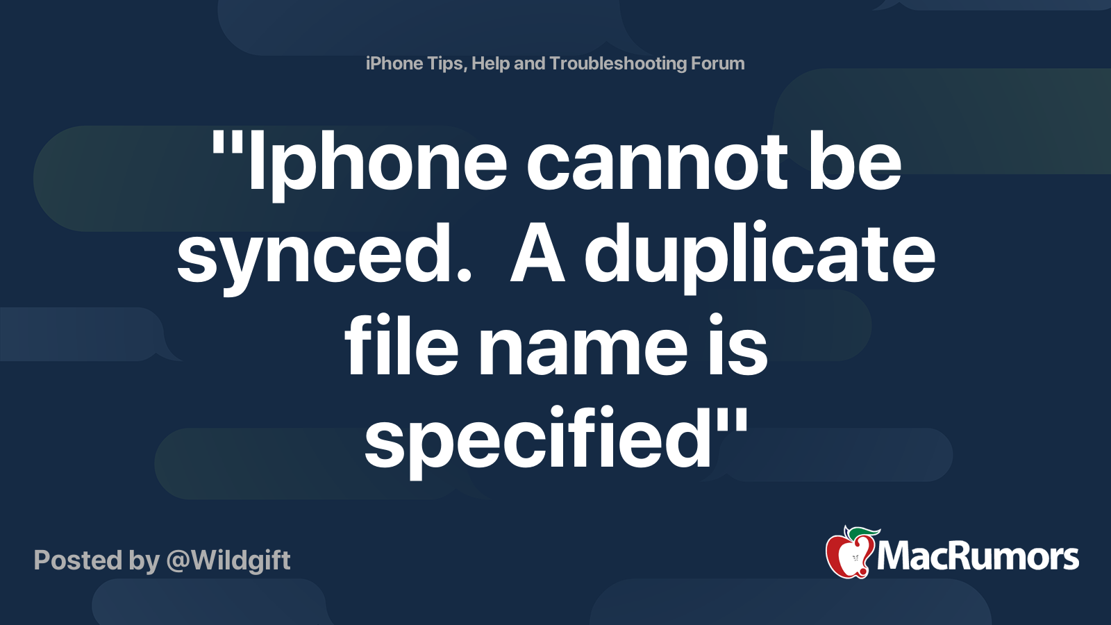 Iphone Cannot Be Synced A Duplicate File Name Is Specified Macrumors Forums