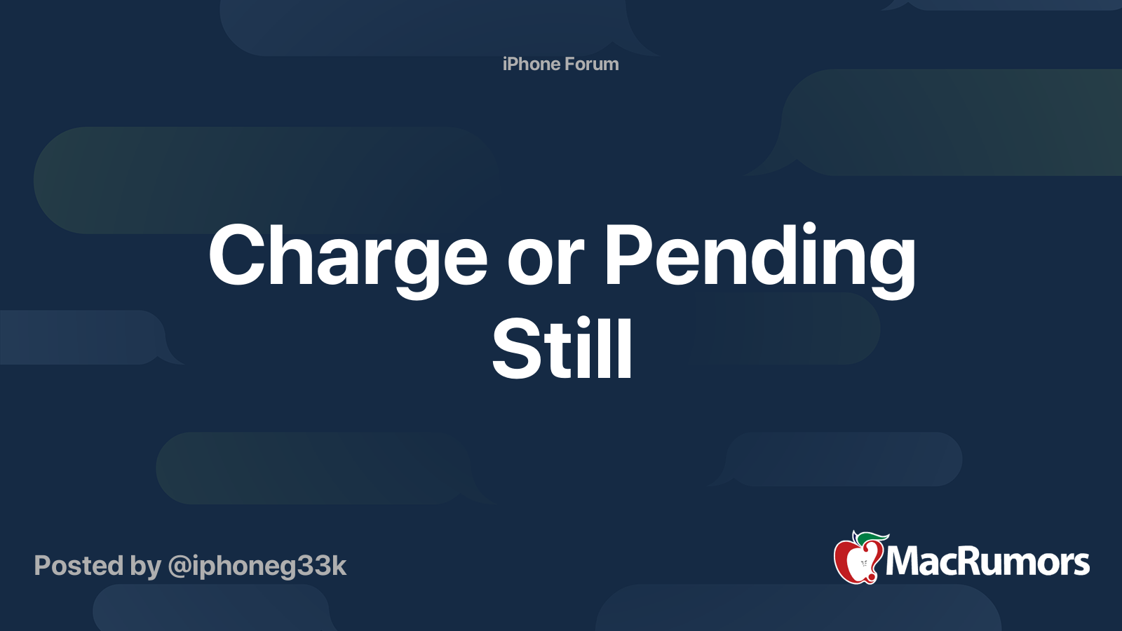 Charge or Pending Still | MacRumors Forums