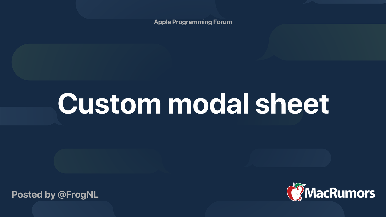 Custom modal sheet | MacRumors Forums