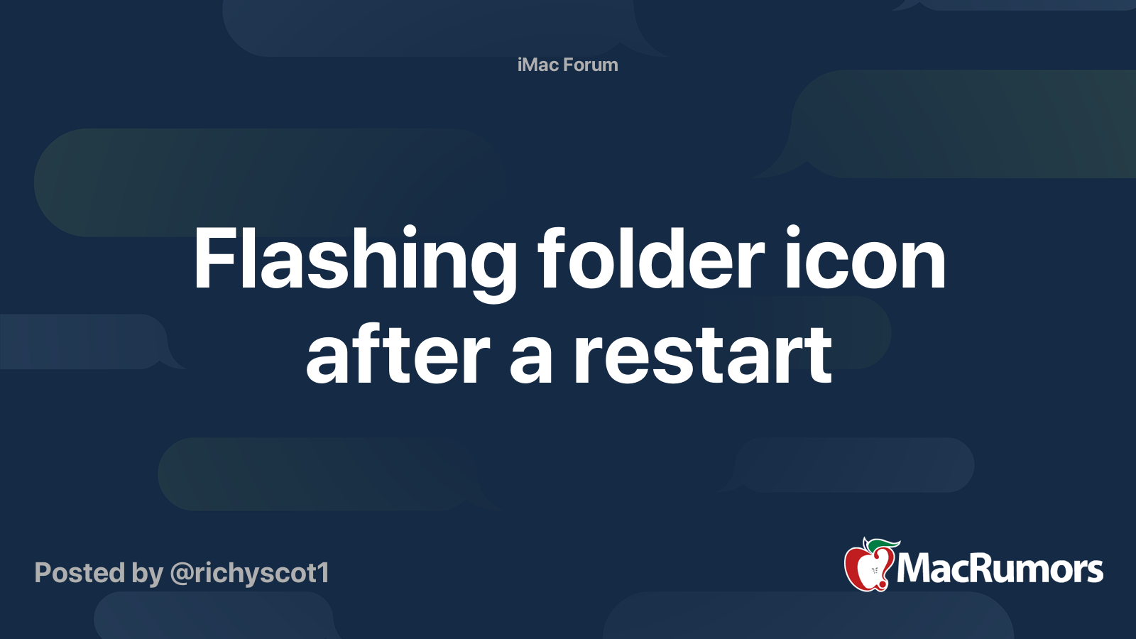 Flashing folder icon after a restart | MacRumors Forums