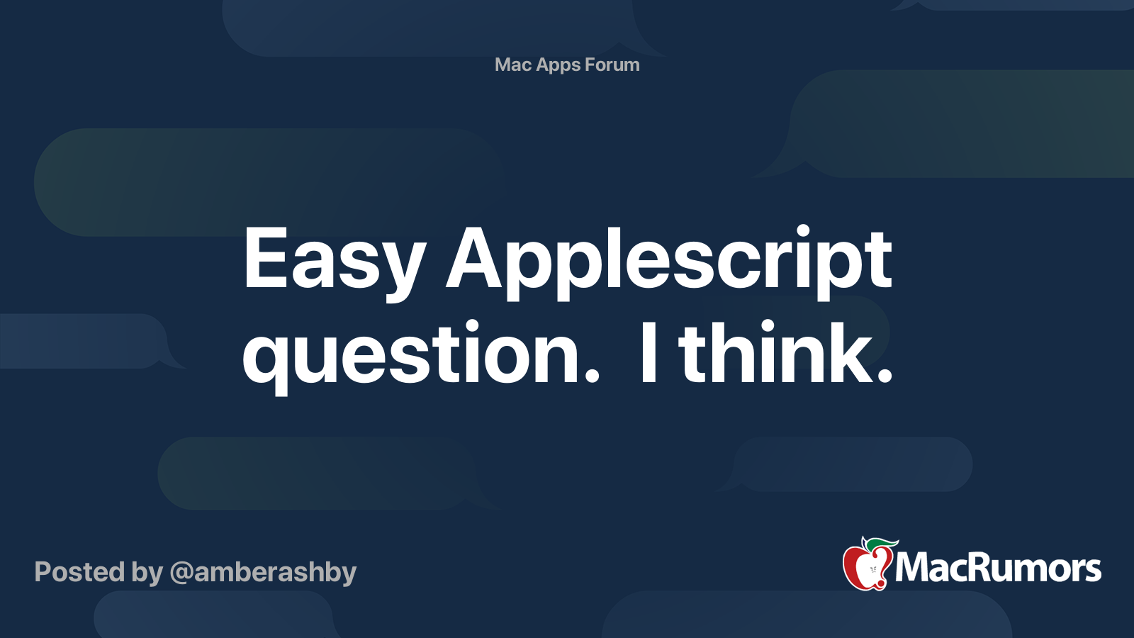 Easy Applescript question. I think. | MacRumors Forums