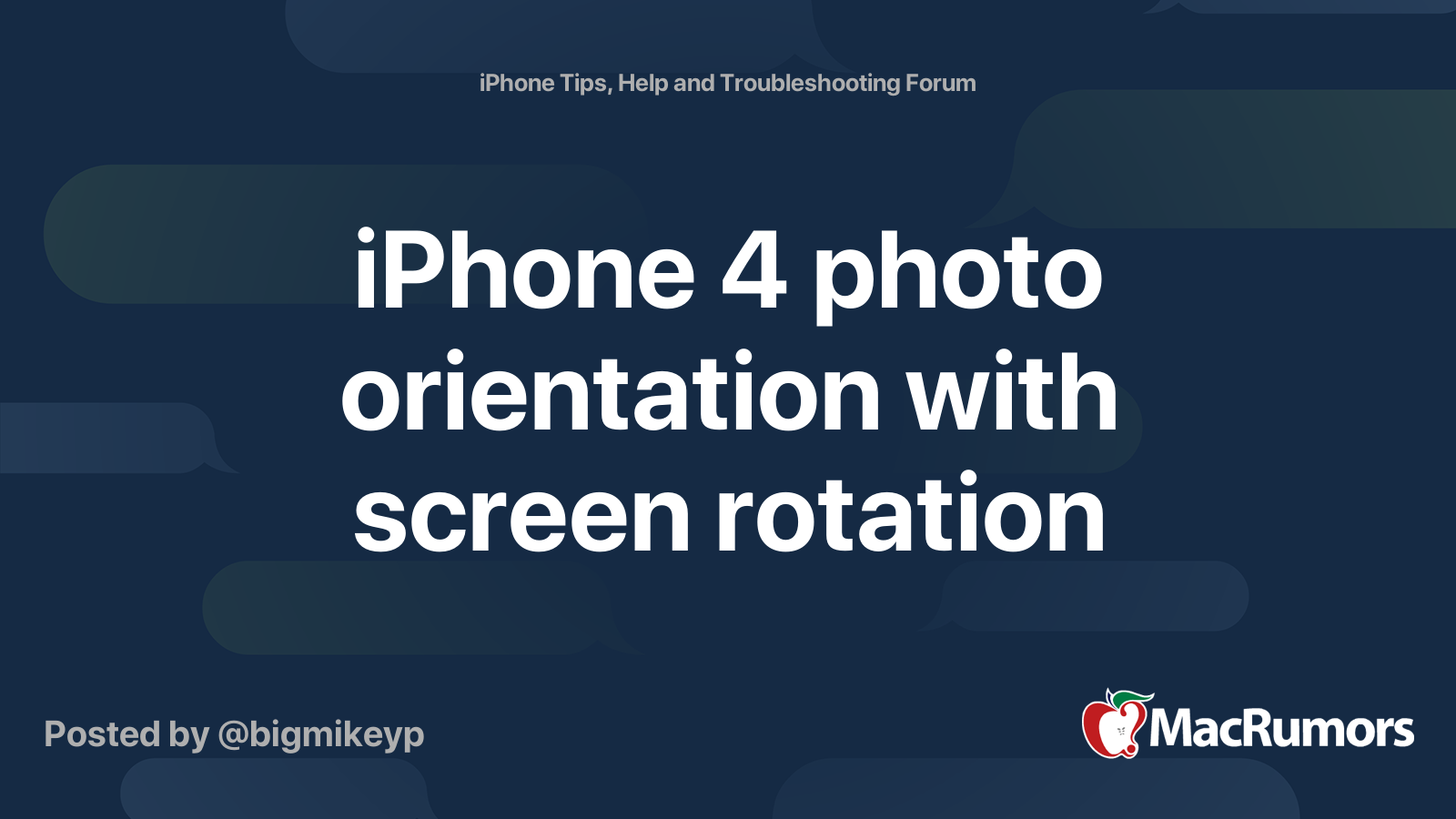 iPhone 4 photo orientation with screen rotation | MacRumors Forums