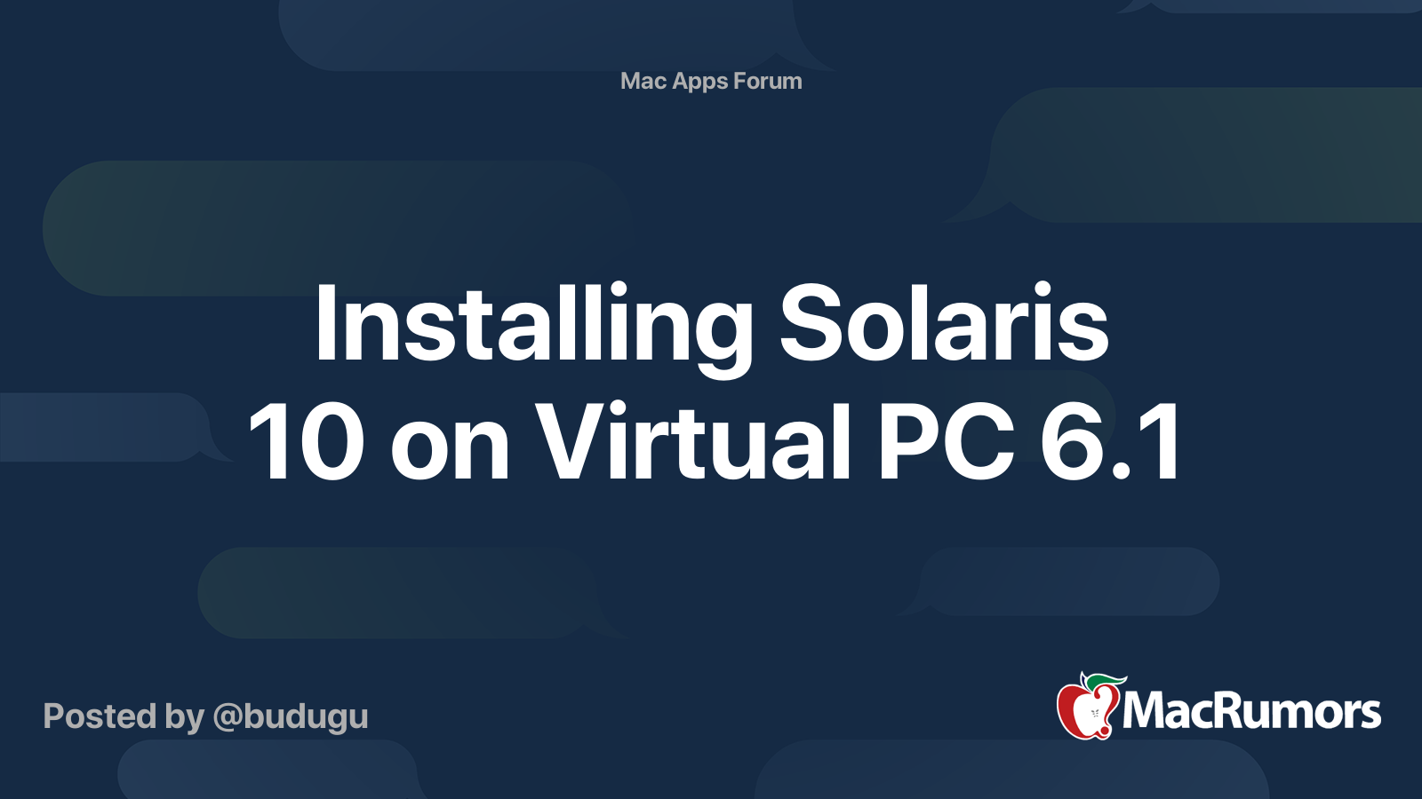 Installing Solaris 10 on Virtual PC 6.1 | MacRumors Forums