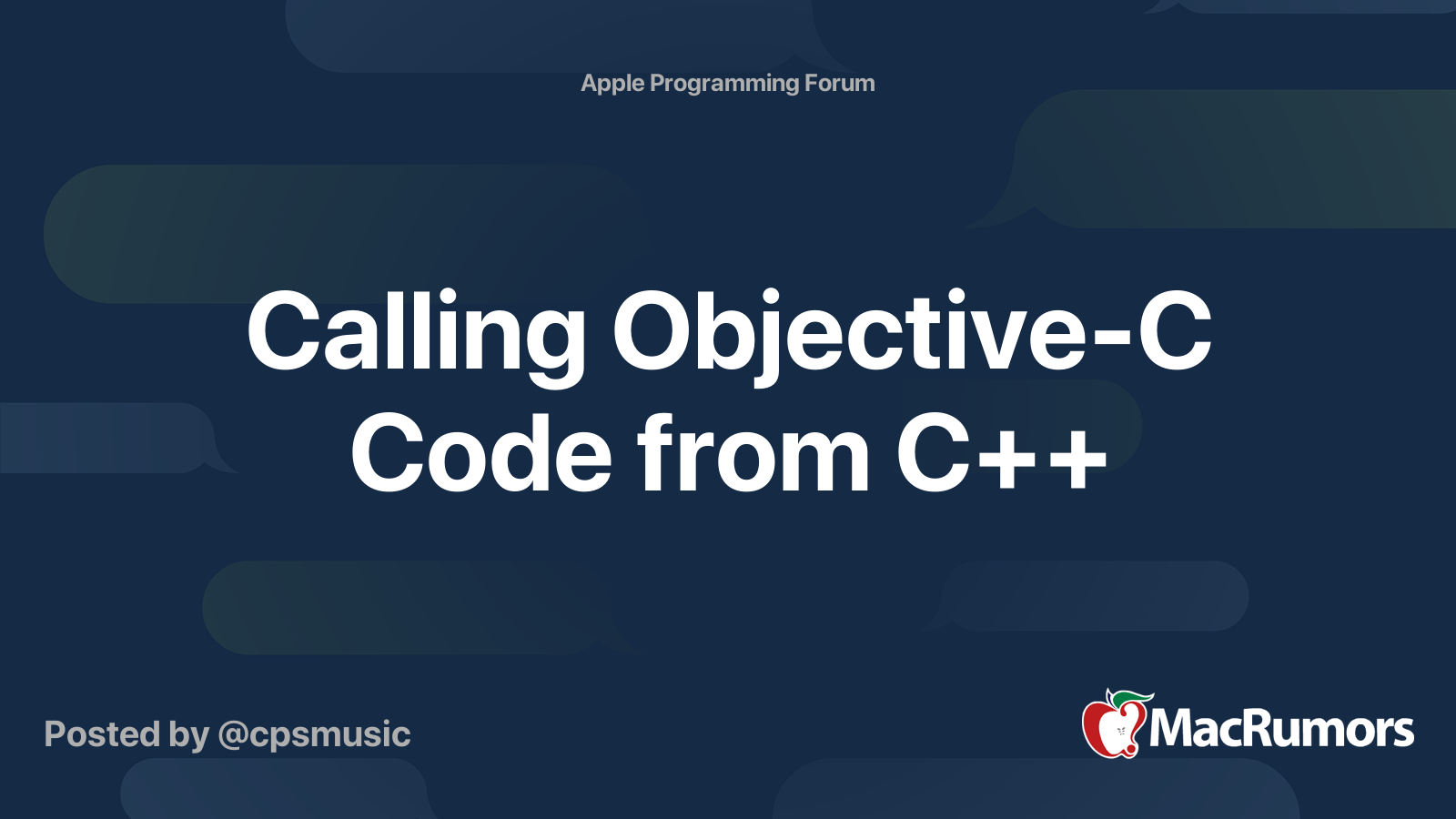 Calling Objective C Code From C Macrumors Forums