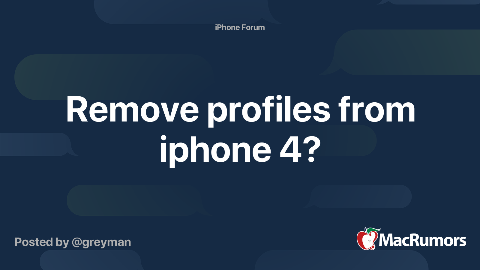 Remove profiles from iphone 4? | MacRumors Forums
