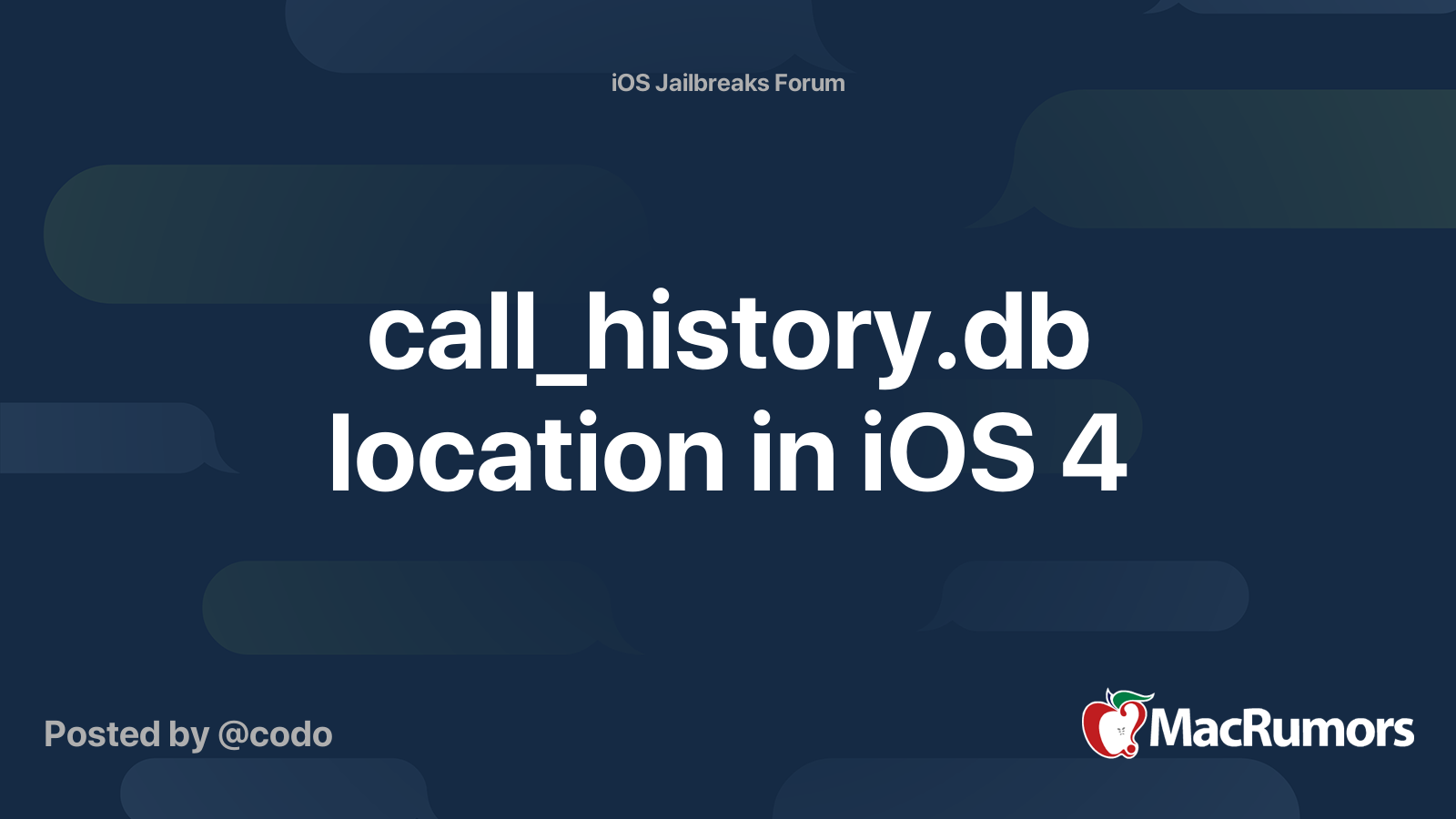call_history.db location in iOS 4 | MacRumors Forums