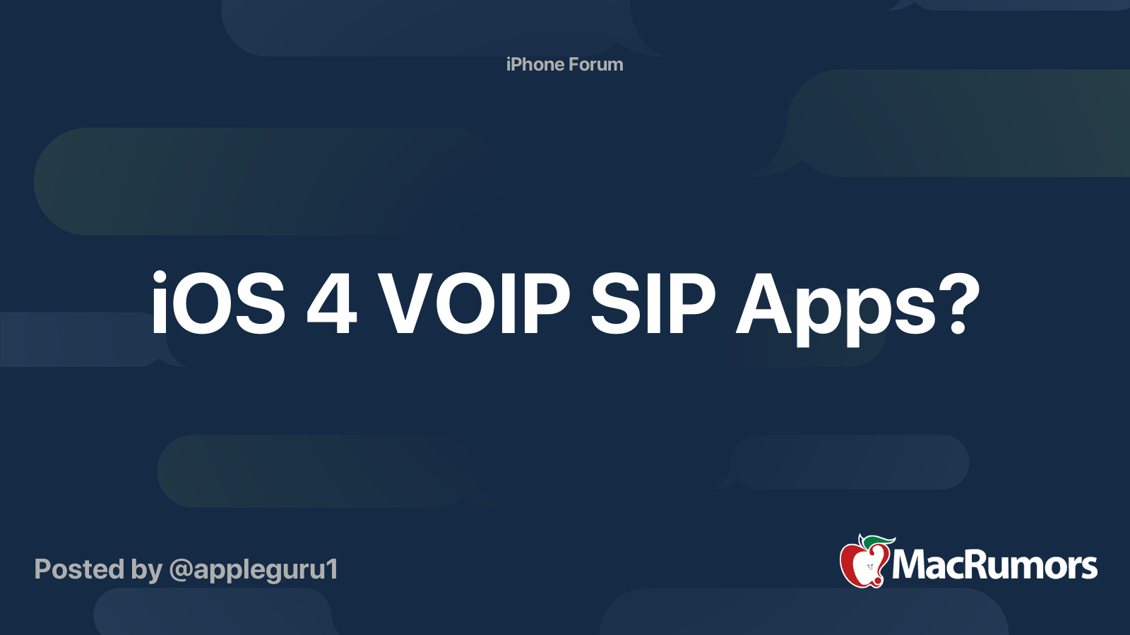 iOS 4 VOIP SIP Apps? | MacRumors Forums