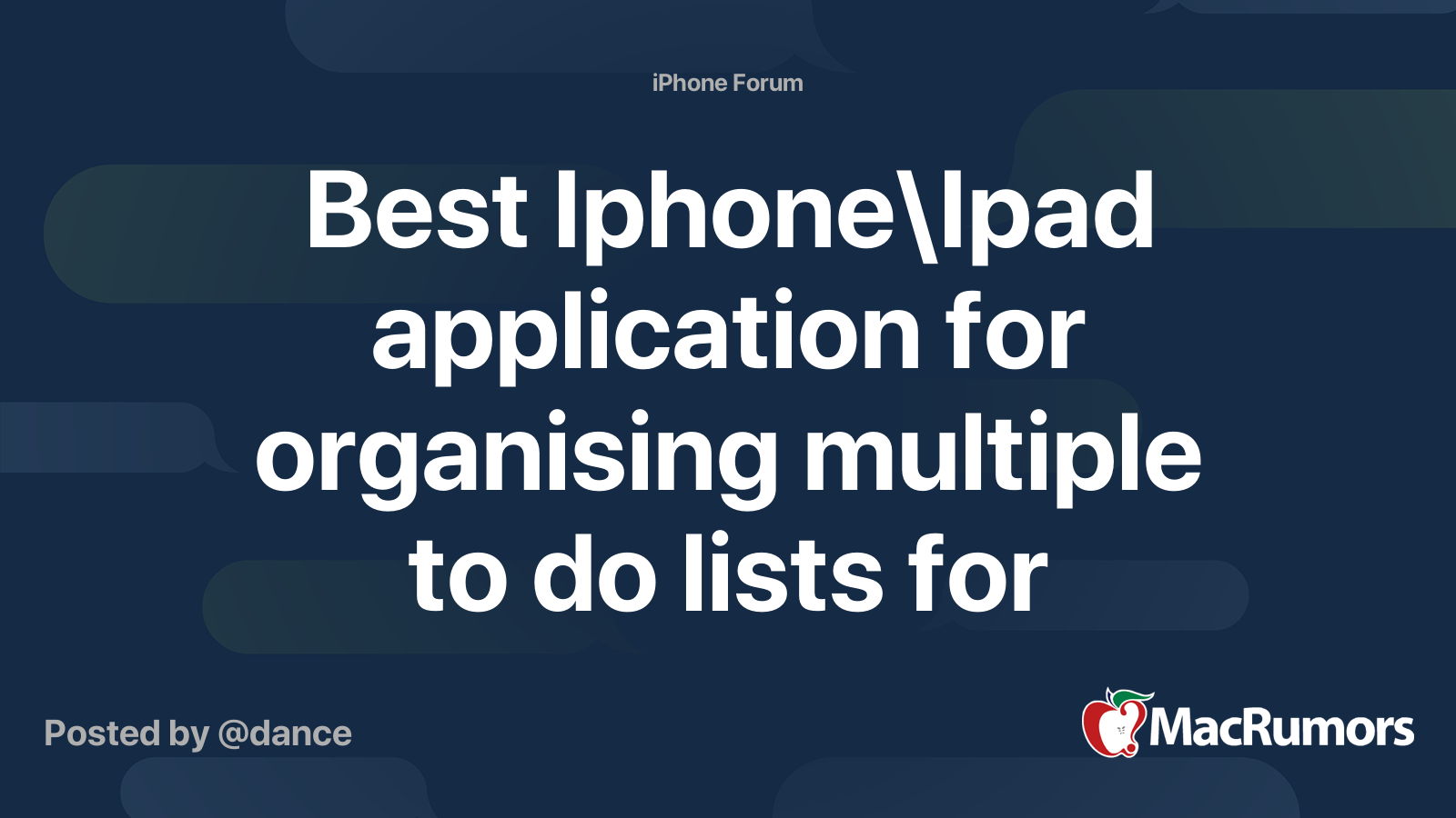 Best Iphone\Ipad application for organising multiple to do lists for business? | MacRumors Forums