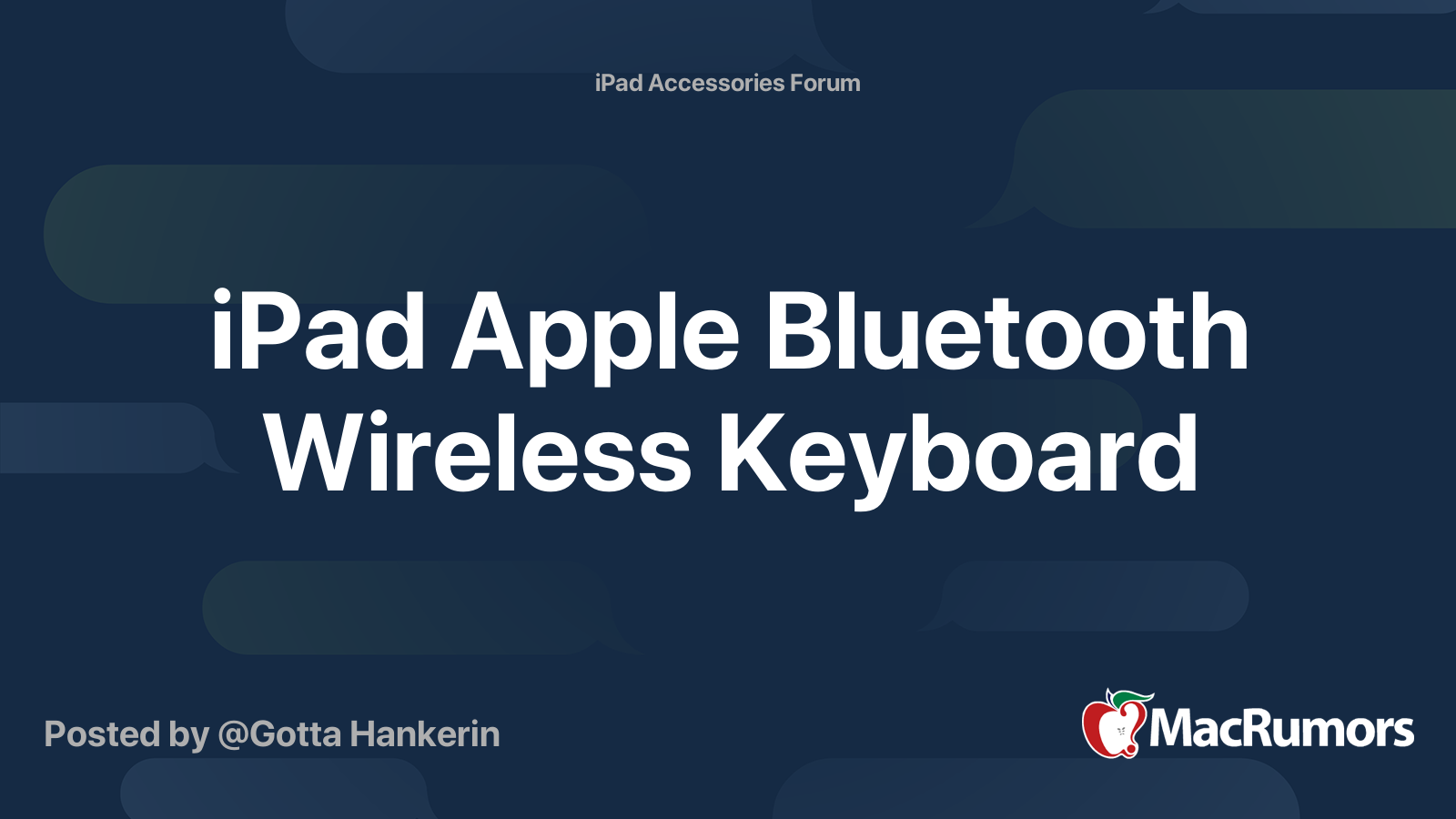iPad Apple Bluetooth Wireless Keyboard | MacRumors Forums