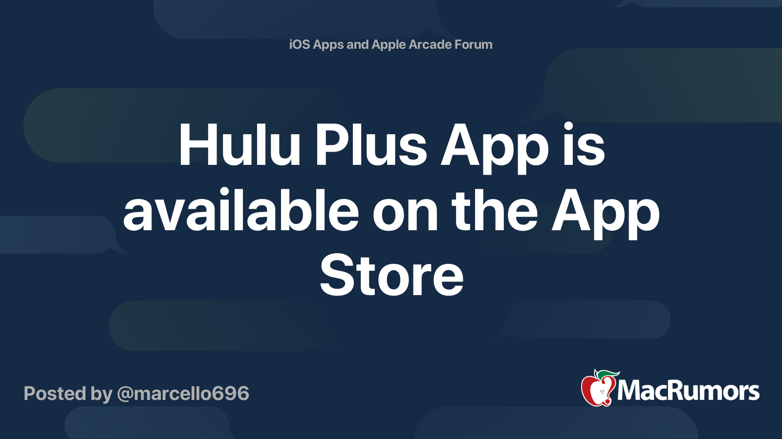Hulu Plus App is available on the App Store | MacRumors Forums
