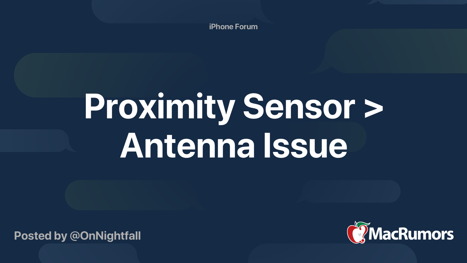 Proximity Sensor > Antenna Issue | MacRumors Forums