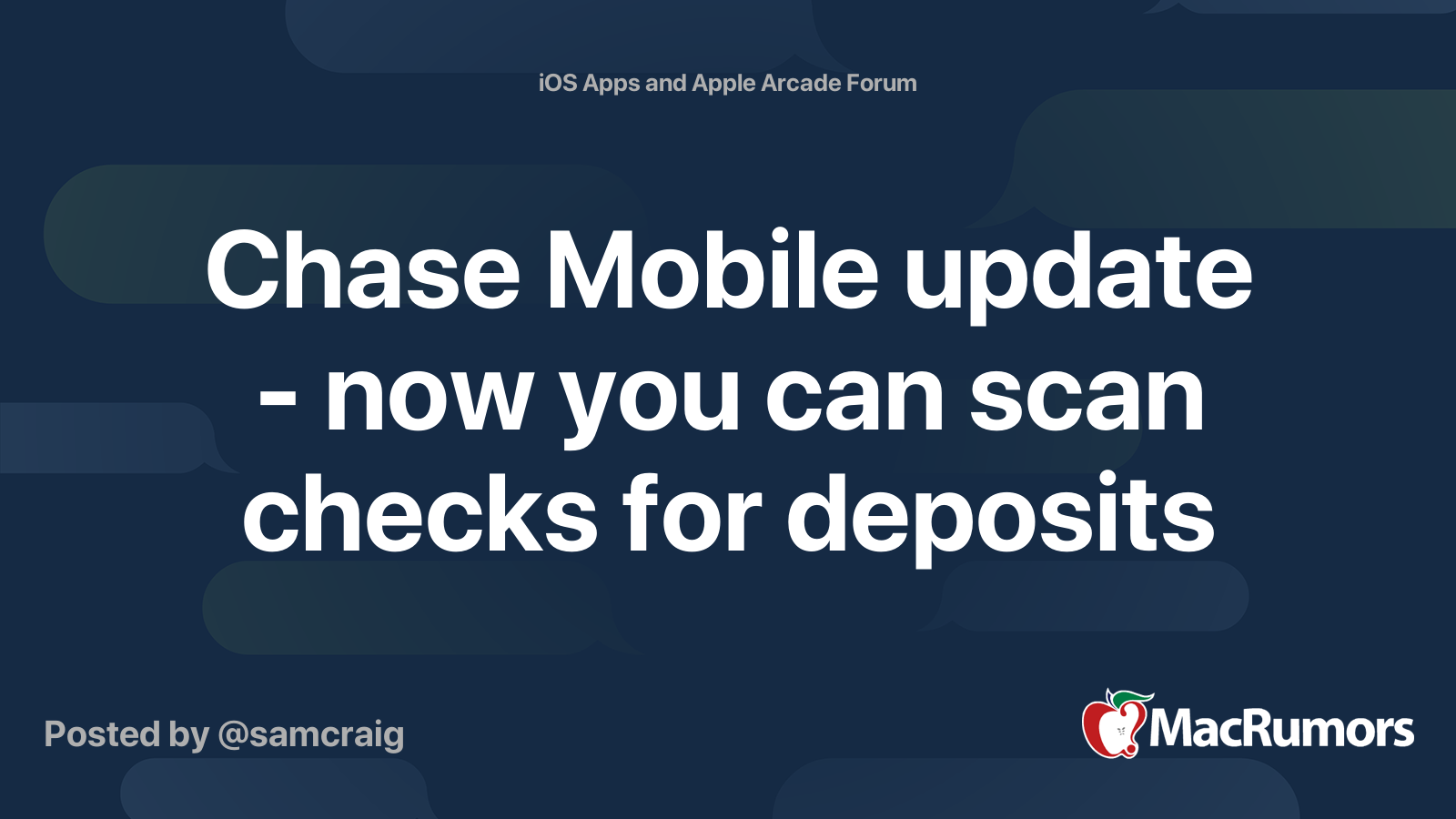 Chase Mobile update - now you can scan checks for deposits | MacRumors ...