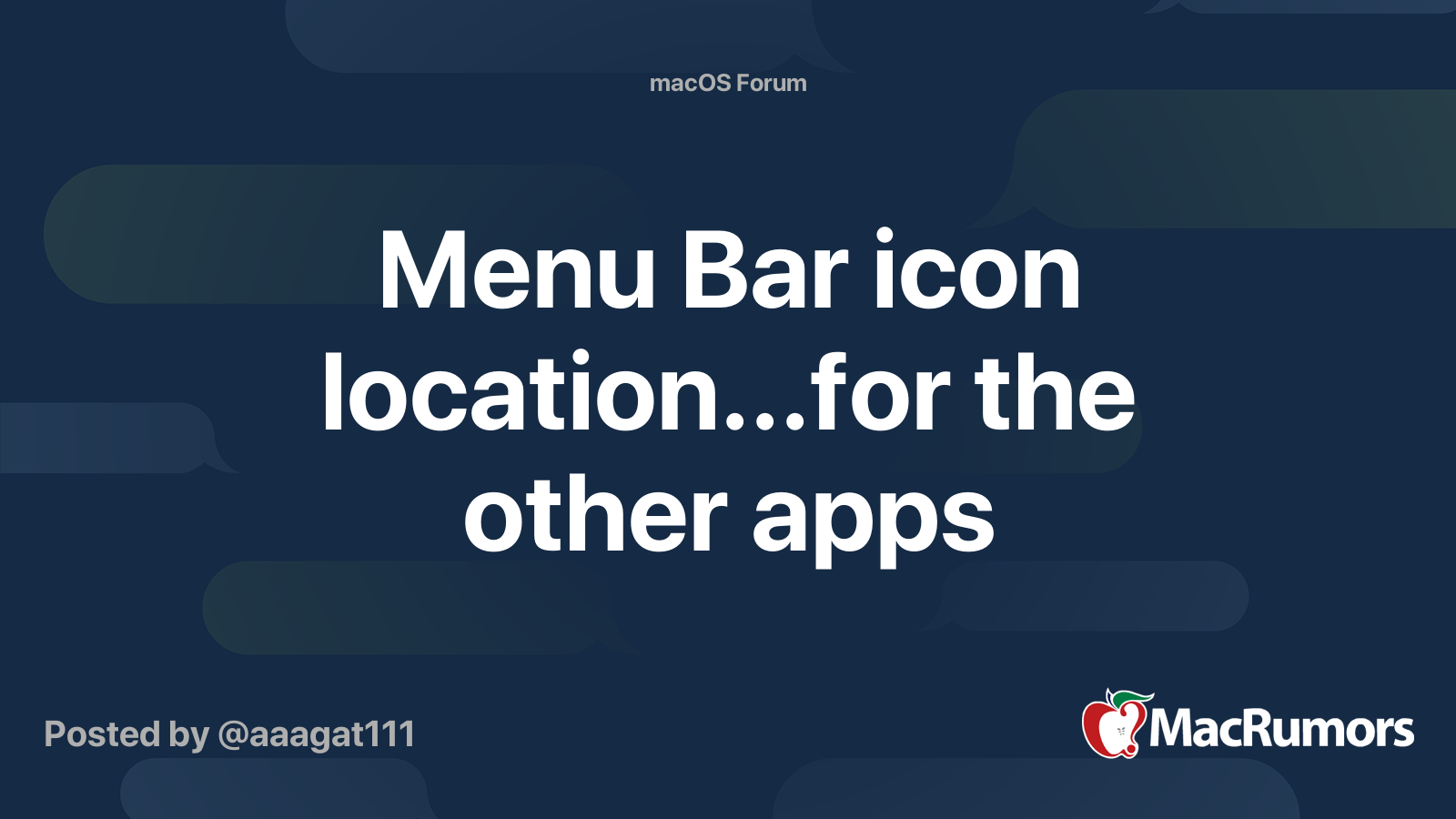 Menu Bar icon location...for the other apps | MacRumors Forums