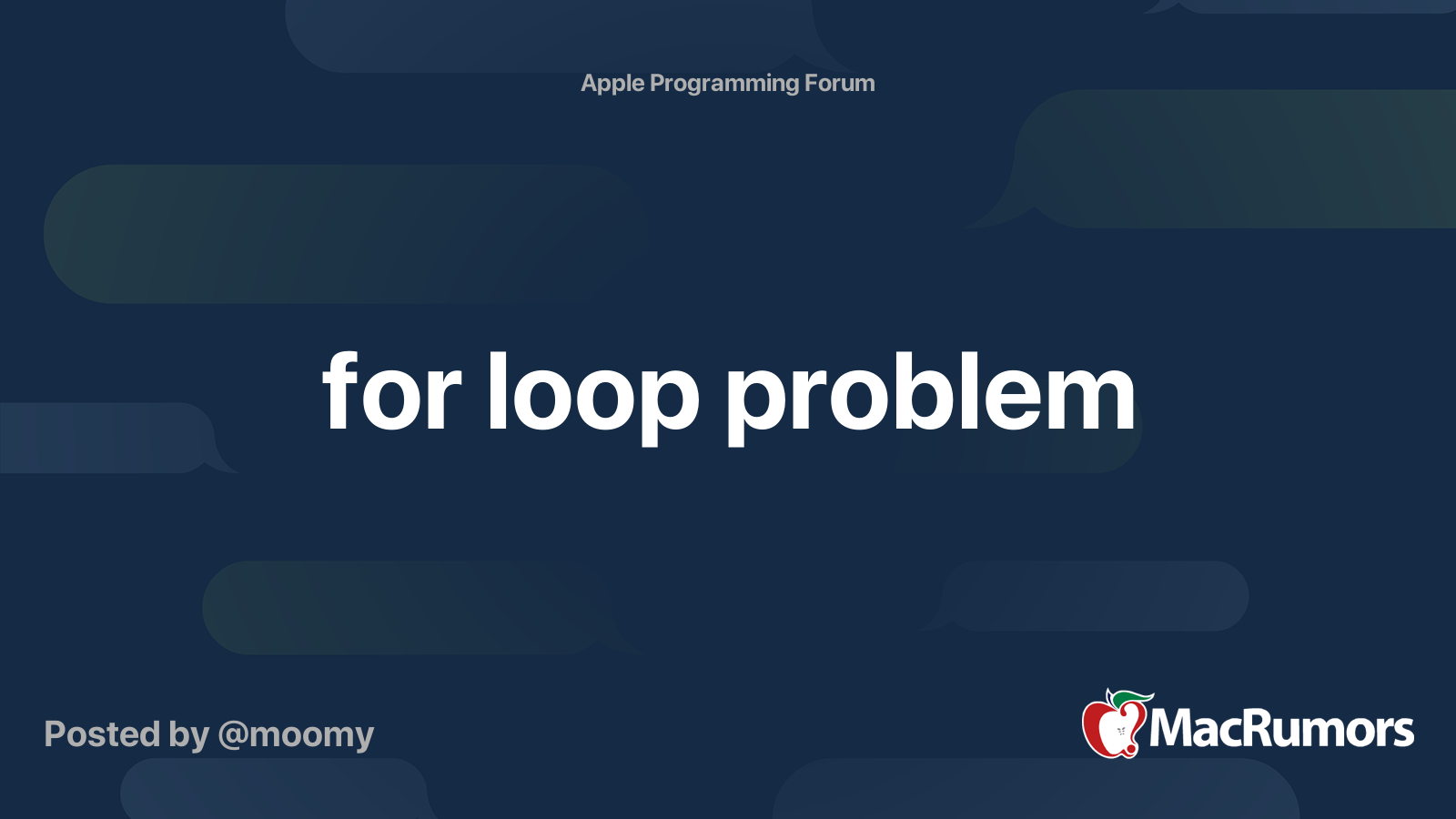 for loop problem | MacRumors Forums