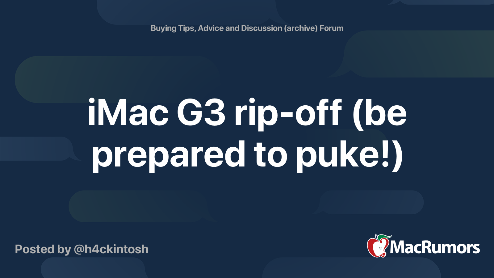 iMac G3 rip-off (be prepared to puke!) | MacRumors Forums