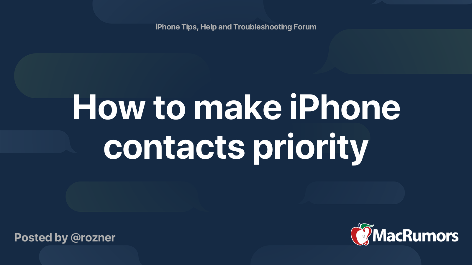 How to make iPhone contacts priority | MacRumors Forums