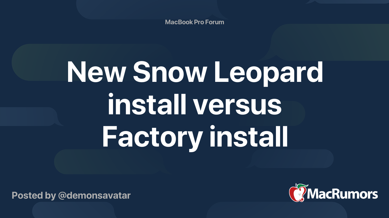 New Snow Leopard install versus Factory install | MacRumors Forums