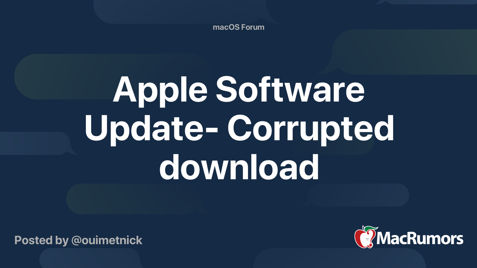 Apple Software Update- Corrupted download | MacRumors Forums