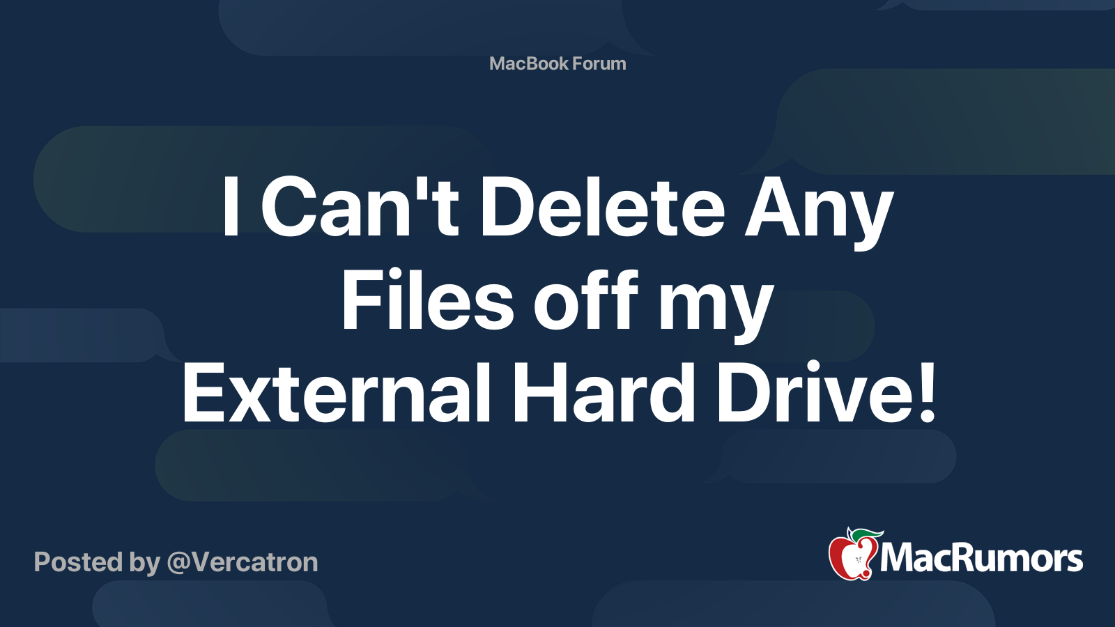 I Can't Delete Any Files off my External Hard Drive! | MacRumors Forums