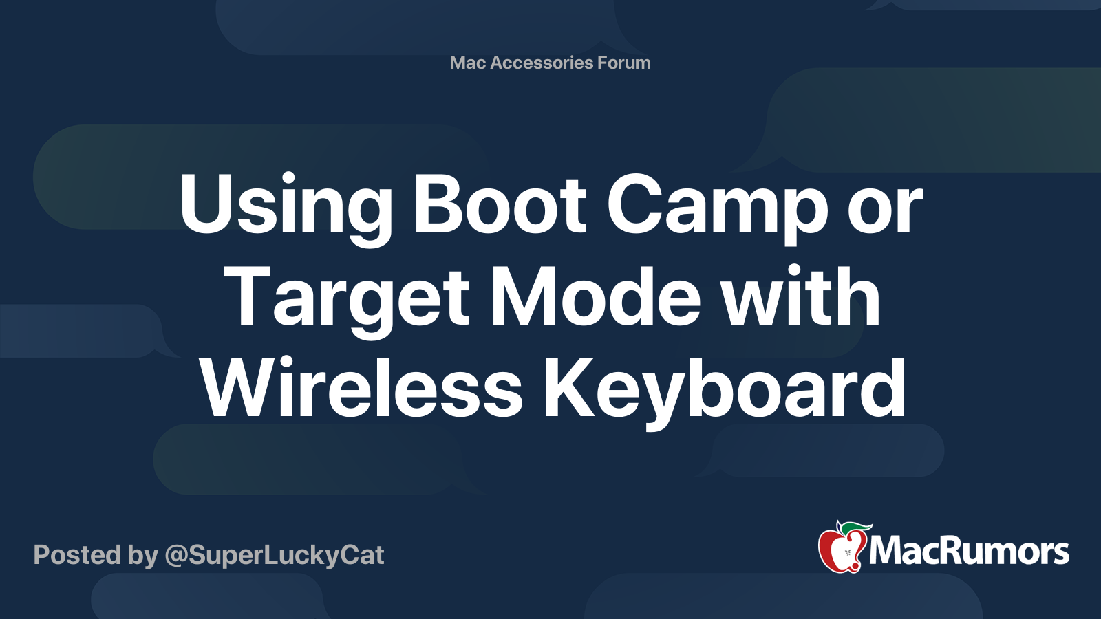 Using Boot Camp or Target Mode with Wireless Keyboard | MacRumors Forums