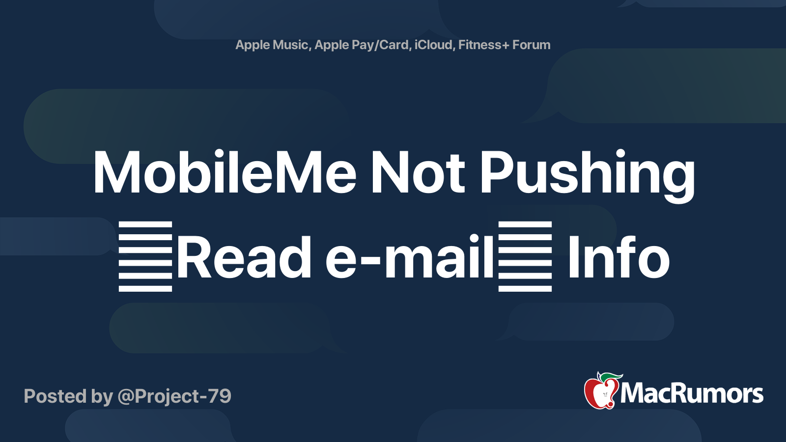 MobileMe Not Pushing Read e-mail Info | MacRumors Forums