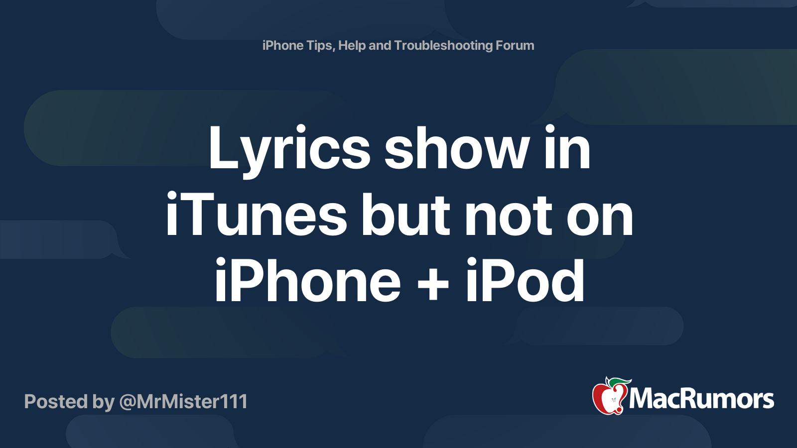 Lyrics show in iTunes but not on iPhone + iPod | MacRumors Forums