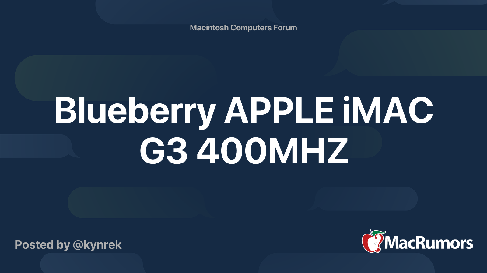 Blueberry APPLE iMAC G3 400MHZ | MacRumors Forums