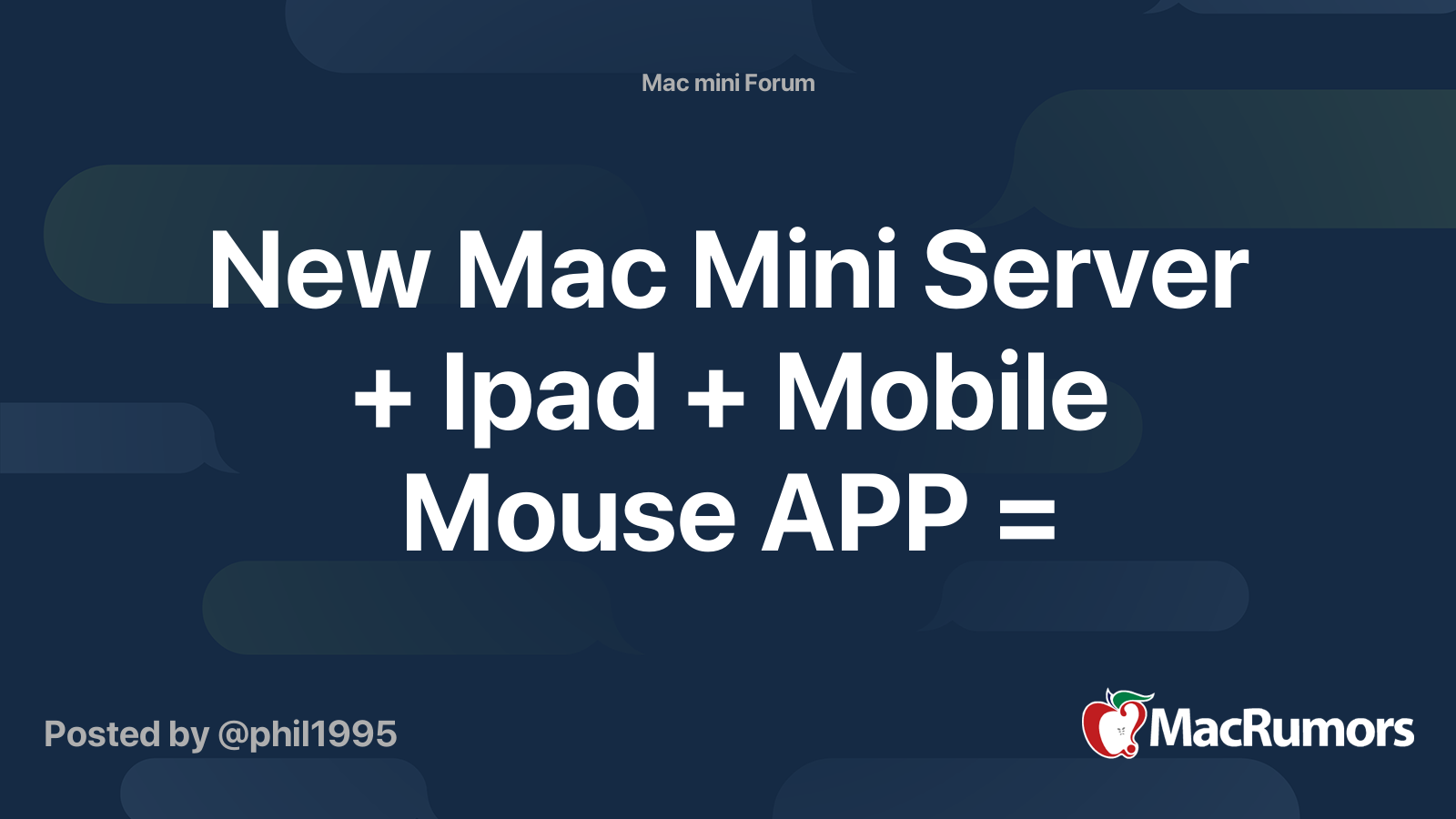 New Mac Mini Server + Ipad + Mobile Mouse APP = | MacRumors Forums